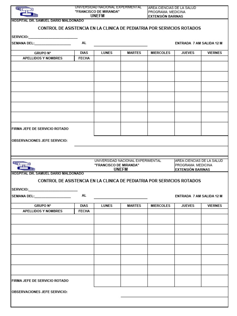 Control de Asistencias Por Servicios-P | PDF