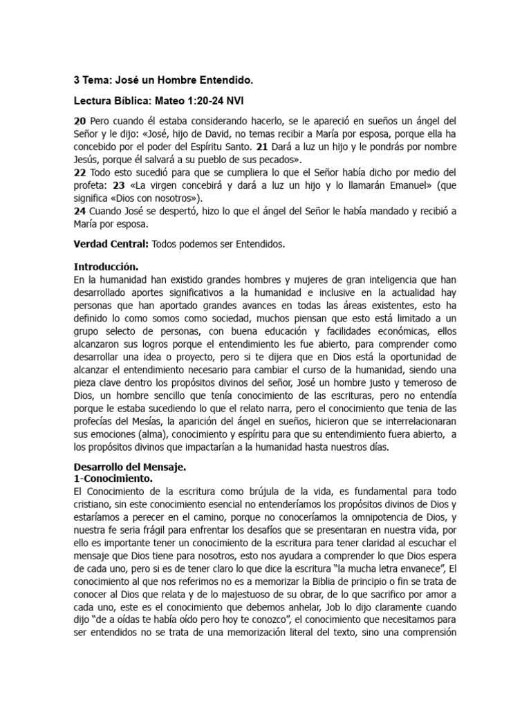 3 Tema José Un Hombre Entendido | PDF | María, madre de Jesús | Dios