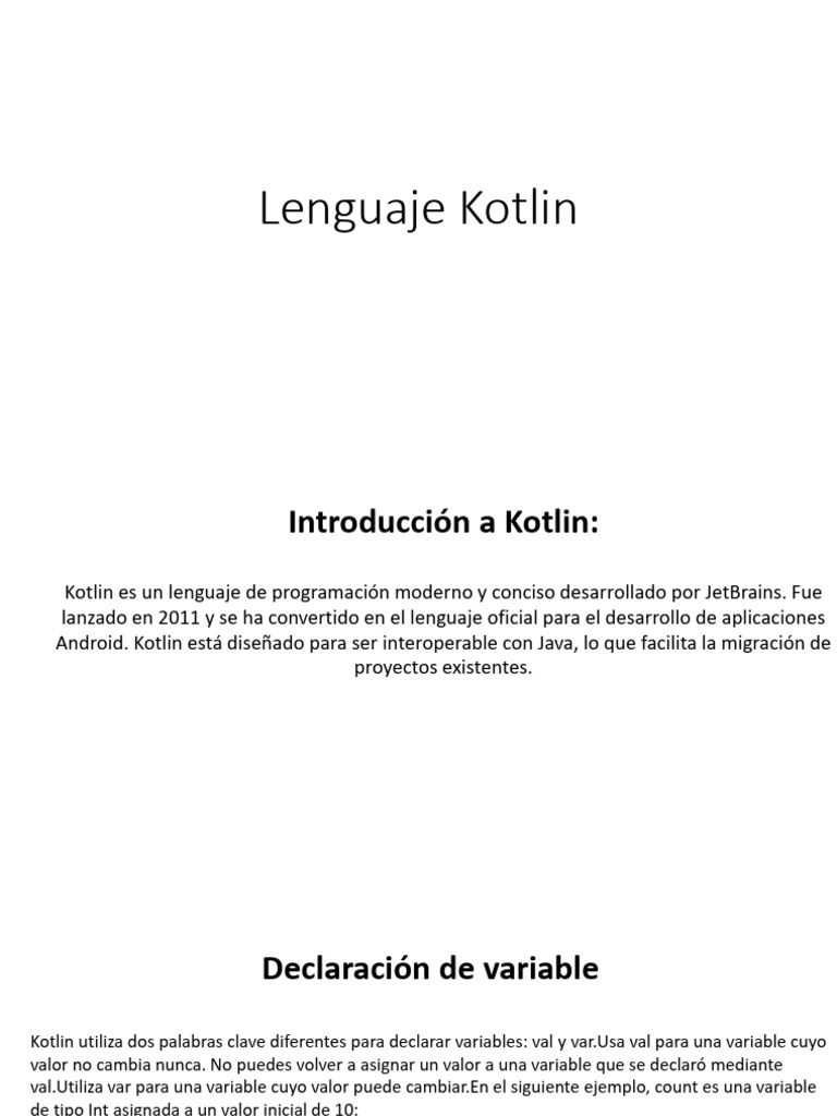 Lenguaje Kotlin | PDF | Lenguaje de programación | Ingeniería de software