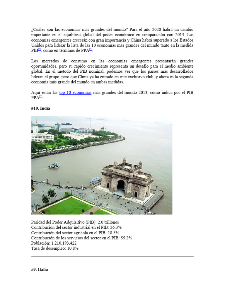 Economías más grandes del mundo 2013 | PDF | Fondo Monetario ...