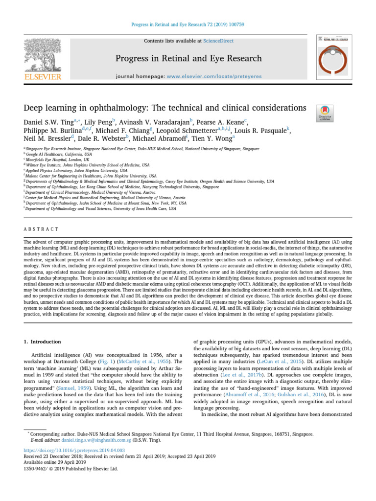Deep Learning in Ophthalmology | PDF | Machine Learning | Deep Learning