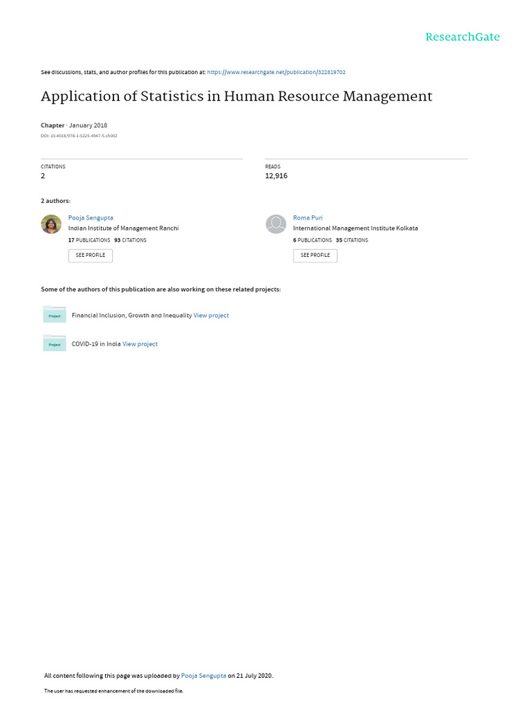 Application of Statistics in Human Resource Management | PDF ...