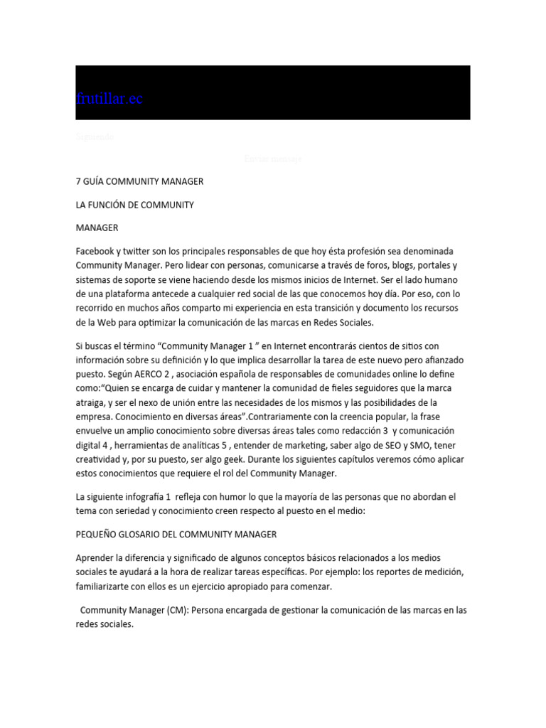 Guia Community Manager Pdf Servicio De Redes Sociales Facebook