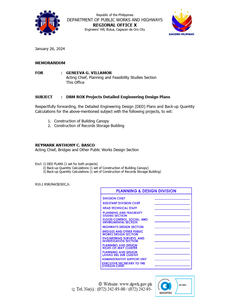 DBM - For RD Approval - DED and Quantities | PDF | Technology & Engineering