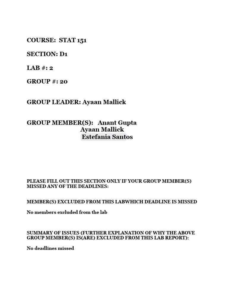 LAB 2 - Group 20 | PDF | Histogram | Standard Deviation