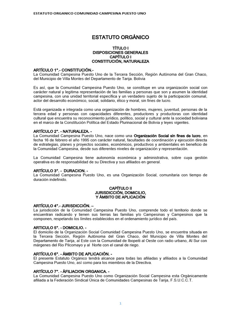 Estatuto Organico | PDF | Bolivia | Quórum