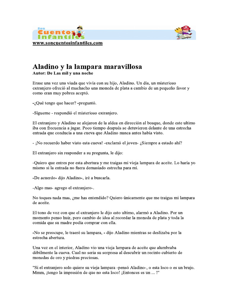 Aladino y La Lampara Maravillosa | PDF