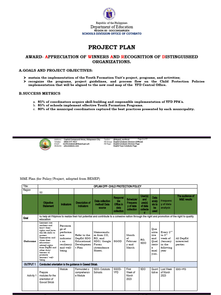 Award Project Plan | PDF