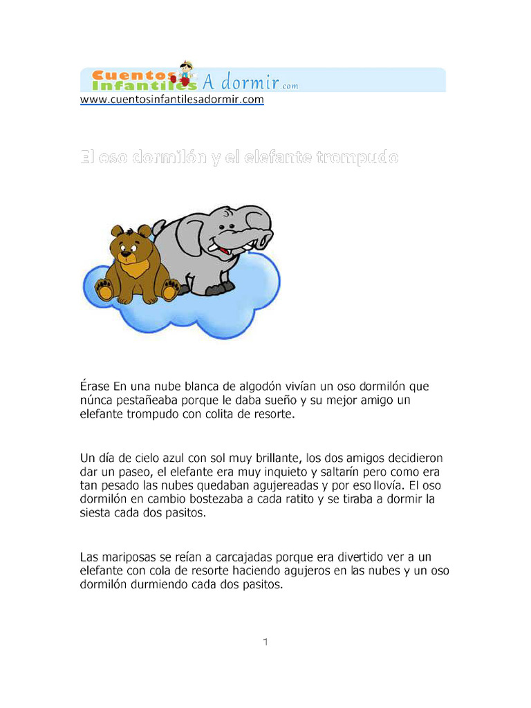 El Oso Dormilón y El Elefante | PDF