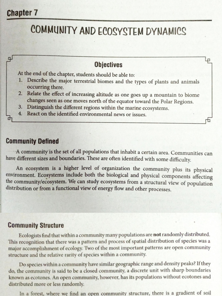 Chapter 7 Community and Ecosystem Dynamics | PDF