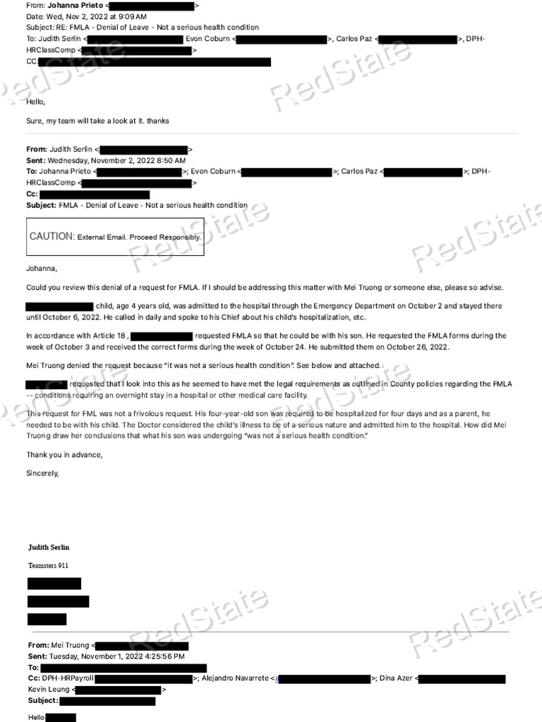 LA County Dept of Public Health Denial of FMLA | PDF | Family And ...