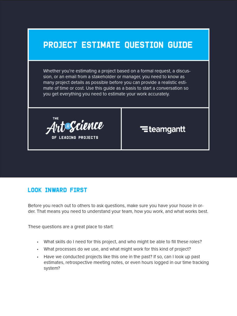 Project Estimate Question Guide | PDF | Cognition