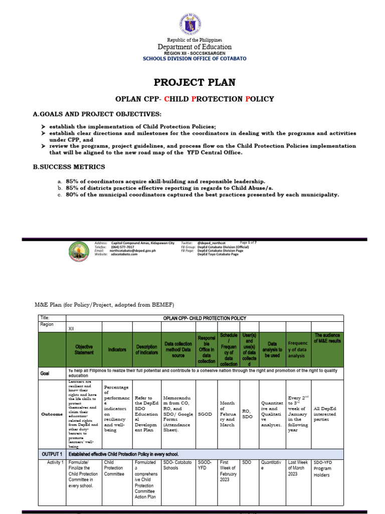 OPLAN CPP PROJECT PLAN | PDF