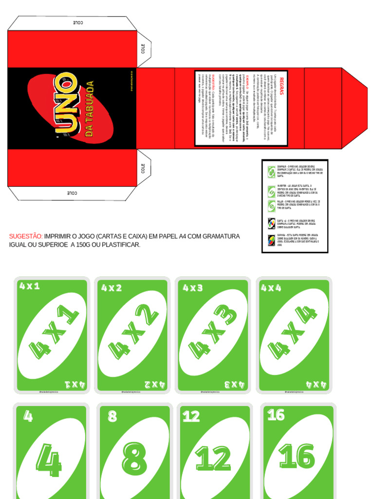 UNO-DA-TABUADA-X4-r-yg7ir5 | PDF | Jogos | Esportes