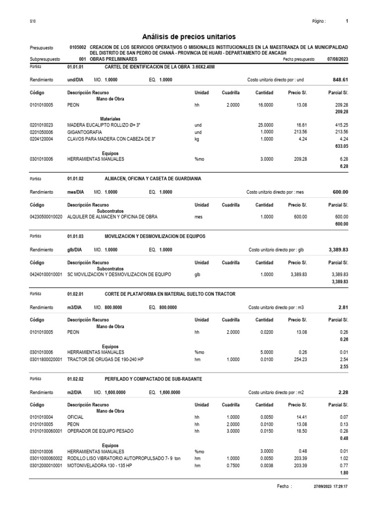02 Acu | PDF | Presupuesto | Hormigón