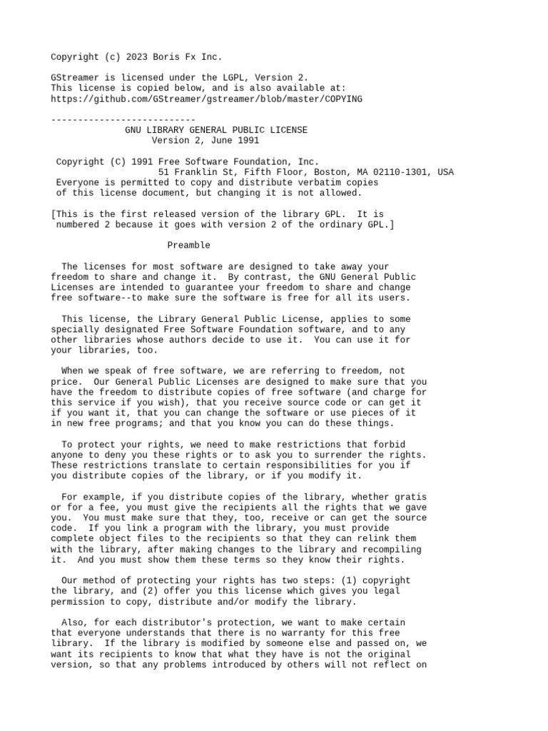 GStreamer License | PDF