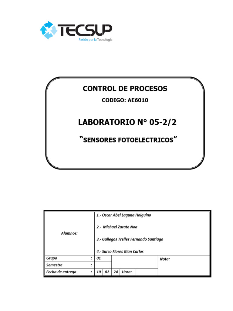 Laboratorio 05 - Sensores Fotoelectricos | PDF