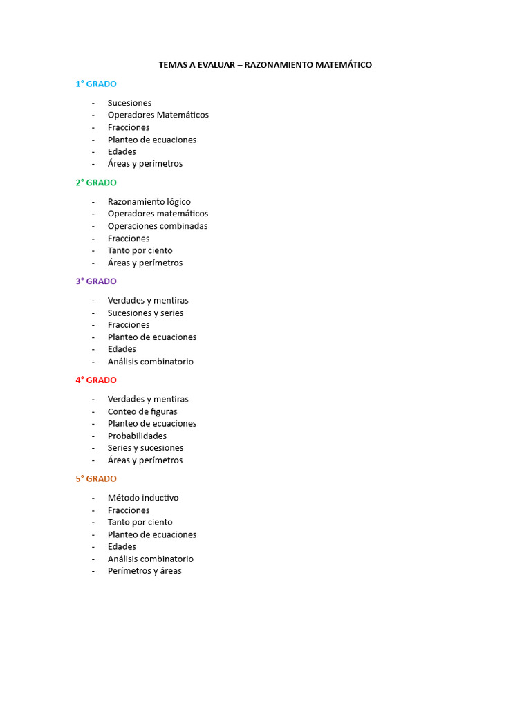 Temas RM 1°-5° | PDF