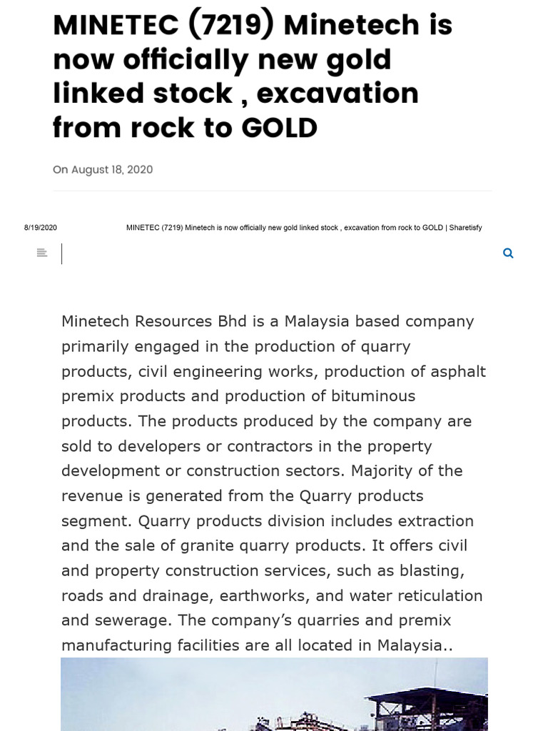 Minetech's New Gold Mining Venture | PDF | Mining | Gold