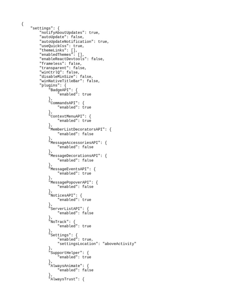 Vencord Settings Backup | PDF