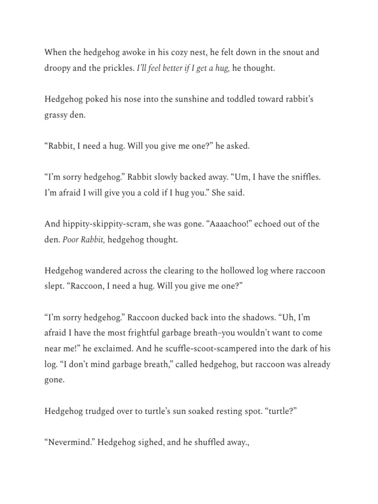 Hedgehog's Search for a Hug | PDF