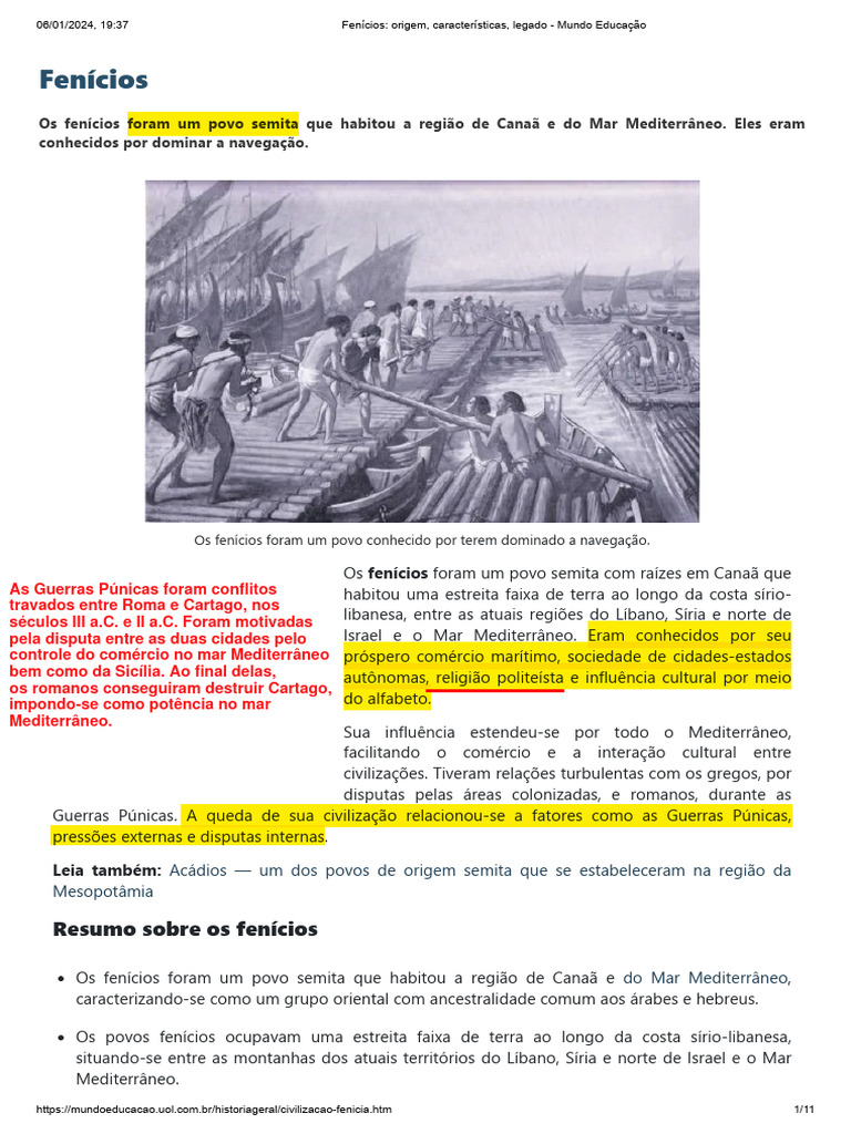 Fenícios: origem, características e legado | PDF | Fenícia | Cartago antigo