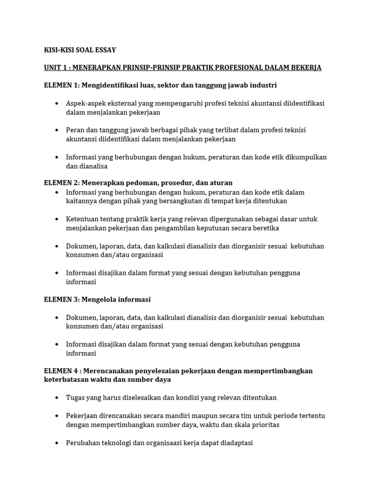 Kisi-Kisi Soal Praktik Profesional dan K3 | PDF