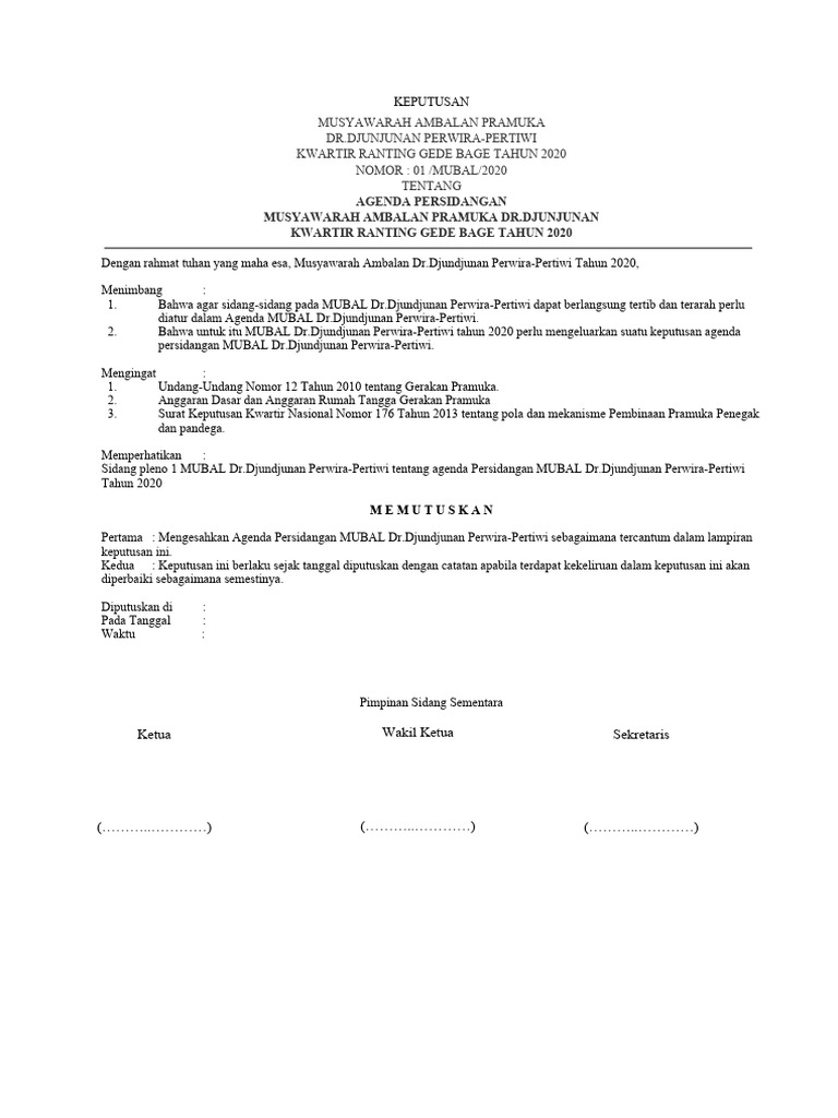 Agenda Musyawarah Ambalan Pramuka 2020 | PDF | Karier & Perkembangan