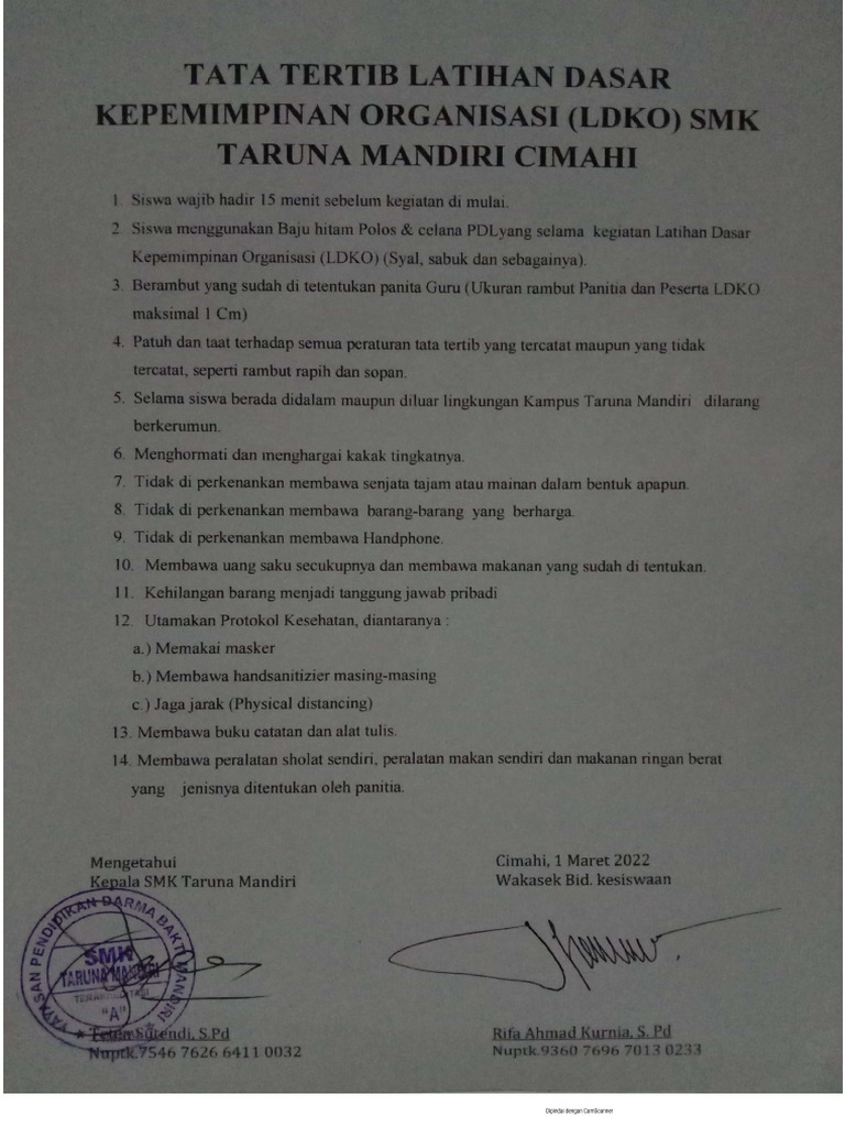 Tata Tertib Peserta Ldko | PDF