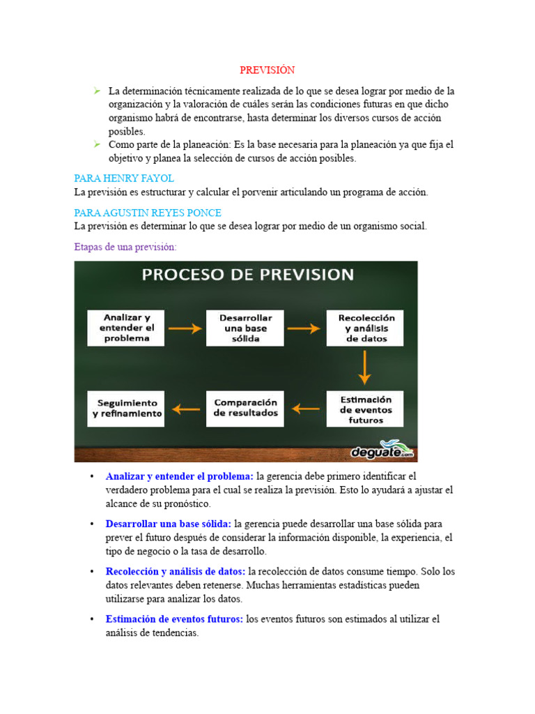 Previsión y Planeación en Administración | PDF