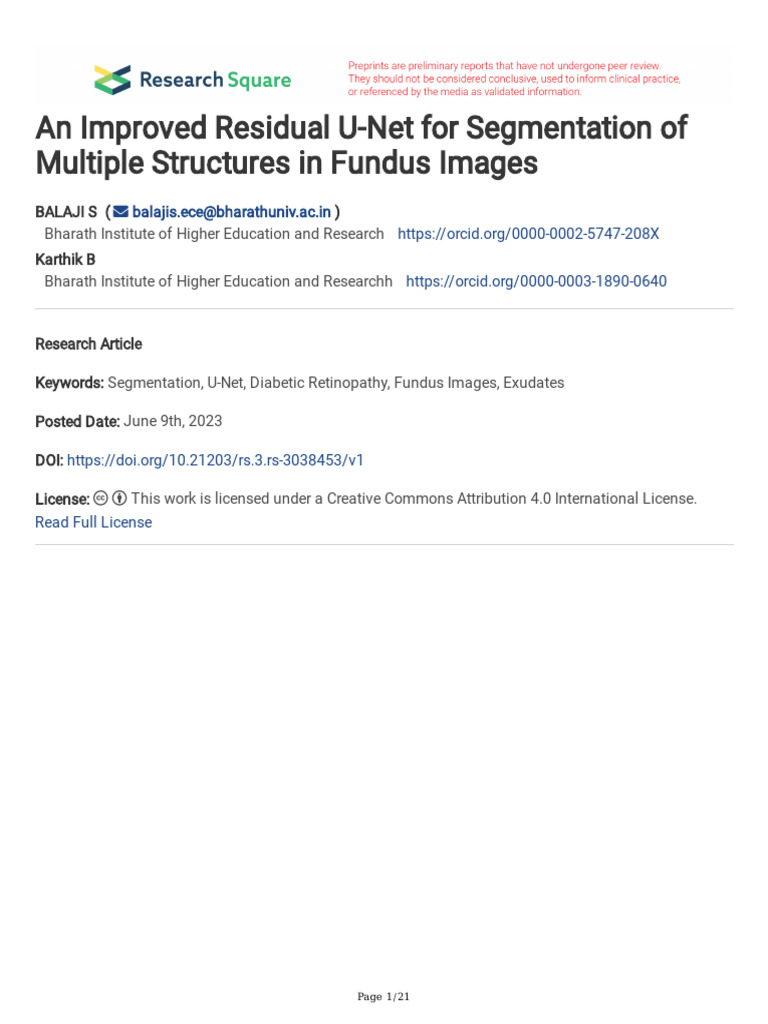 IRU-Net Balaji 2023 | PDF | Image Segmentation | Retina