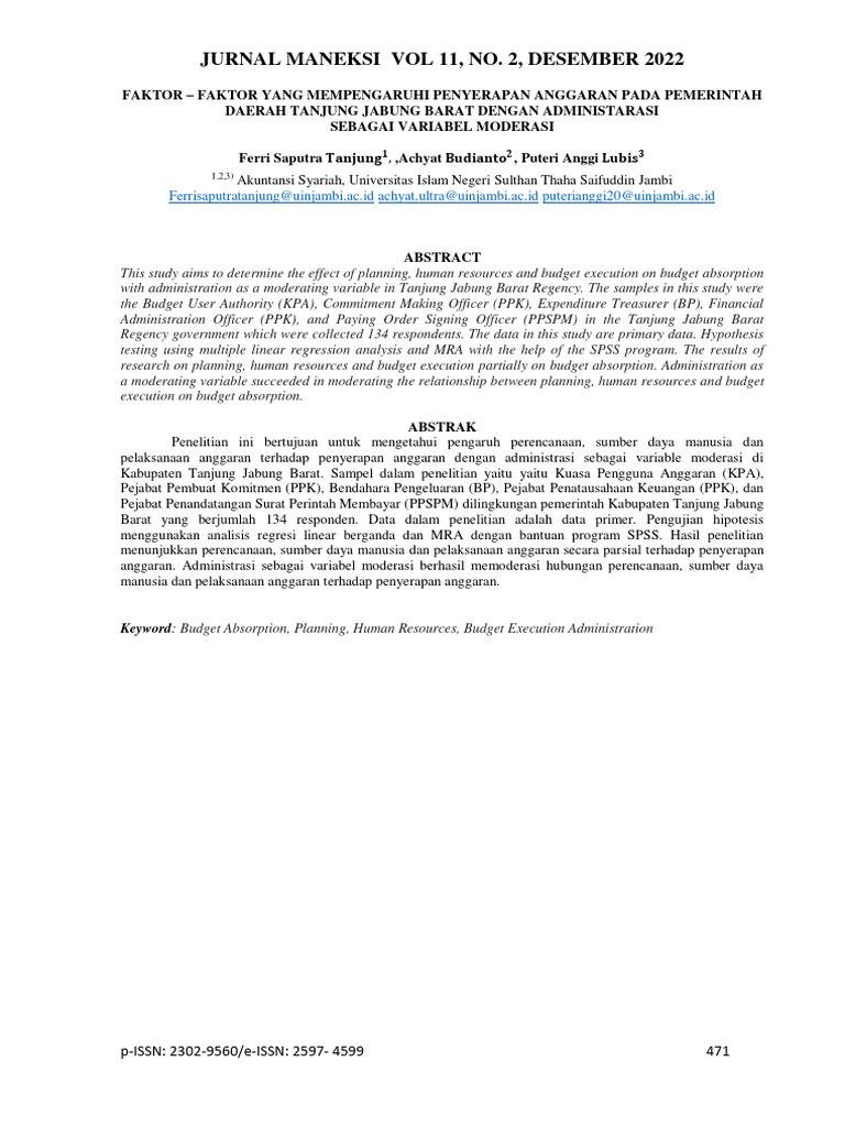 Jurnal Maneksi Vol 11, No. 2, Desember 2022 | PDF