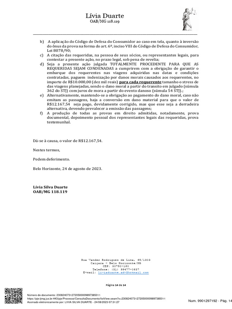 Somente Exordial. Possui Viagem em 2024 - Sem Decisã o 201-451 151-251 ...