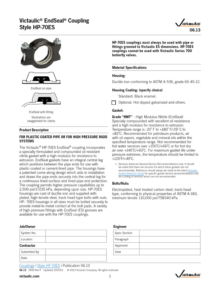 Victaulic 06.13 StyleHP70ES | PDF
