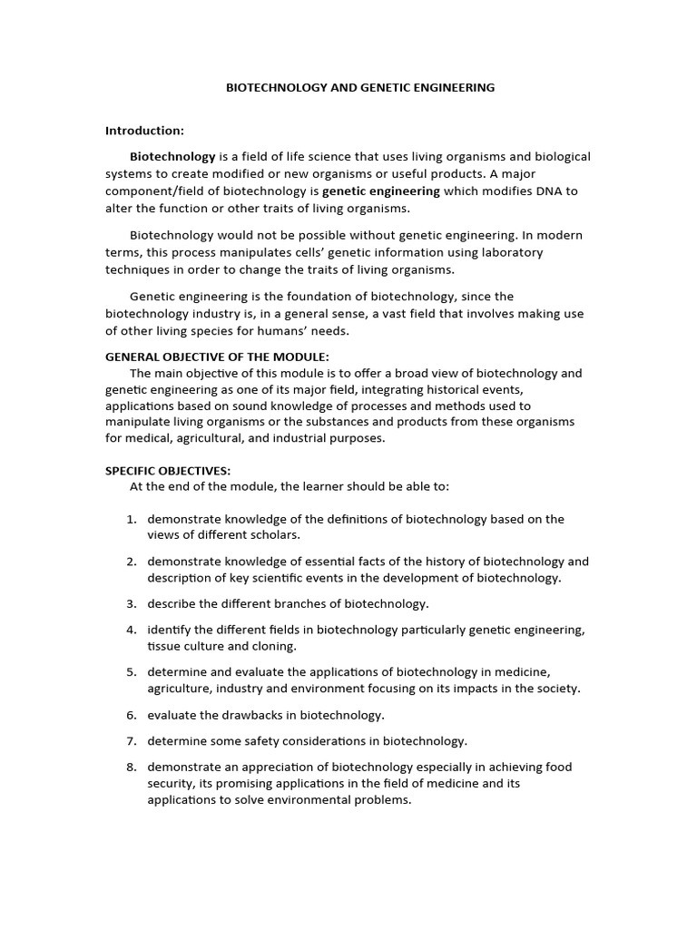 STS Chapter 5 STS and The Human Condition Biotechnology Genetic ...