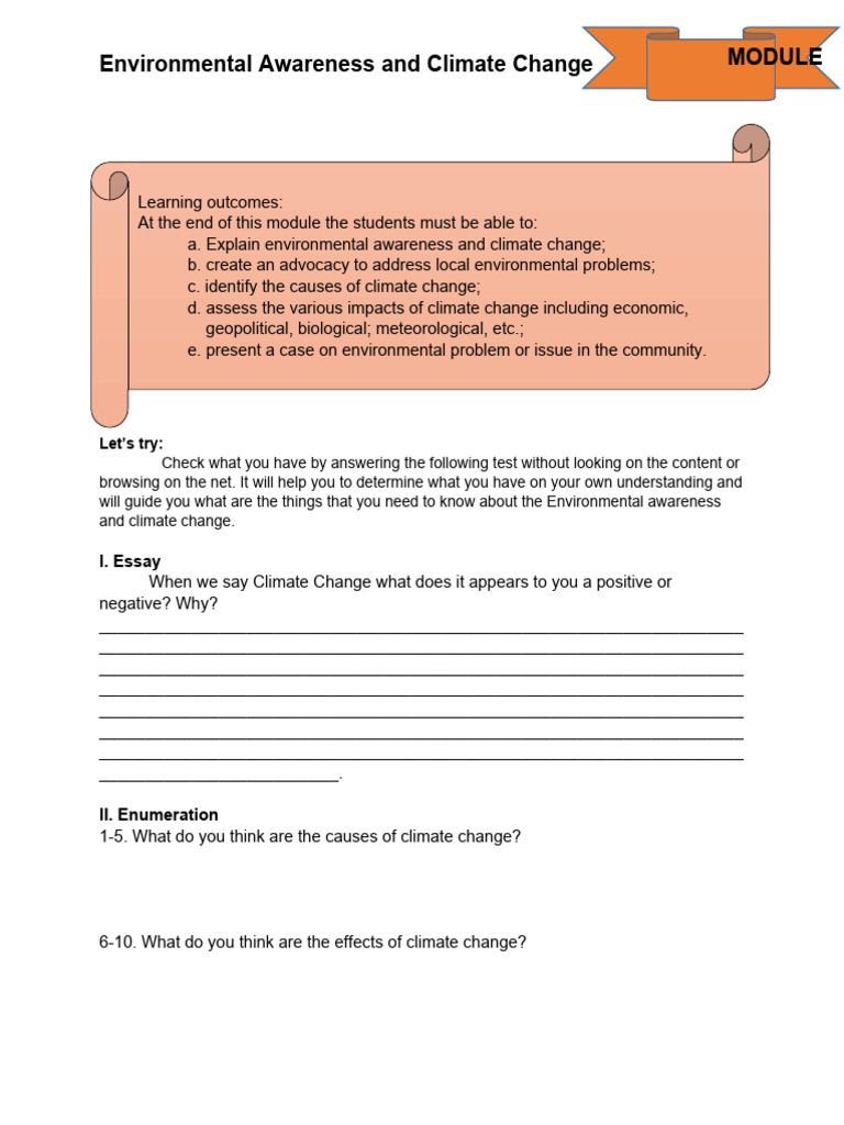 Climate Change Awareness Module | PDF | Greenhouse Effect | Carbon Cycle