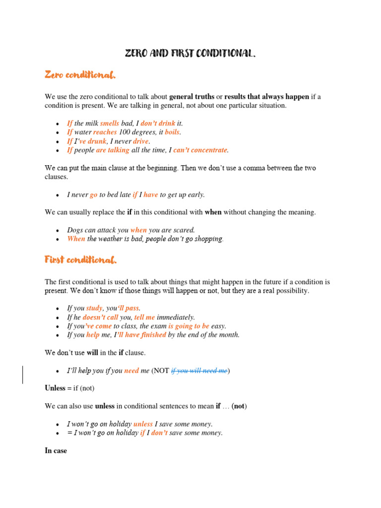 Understanding Zero and First Conditional | PDF | Self-Improvement