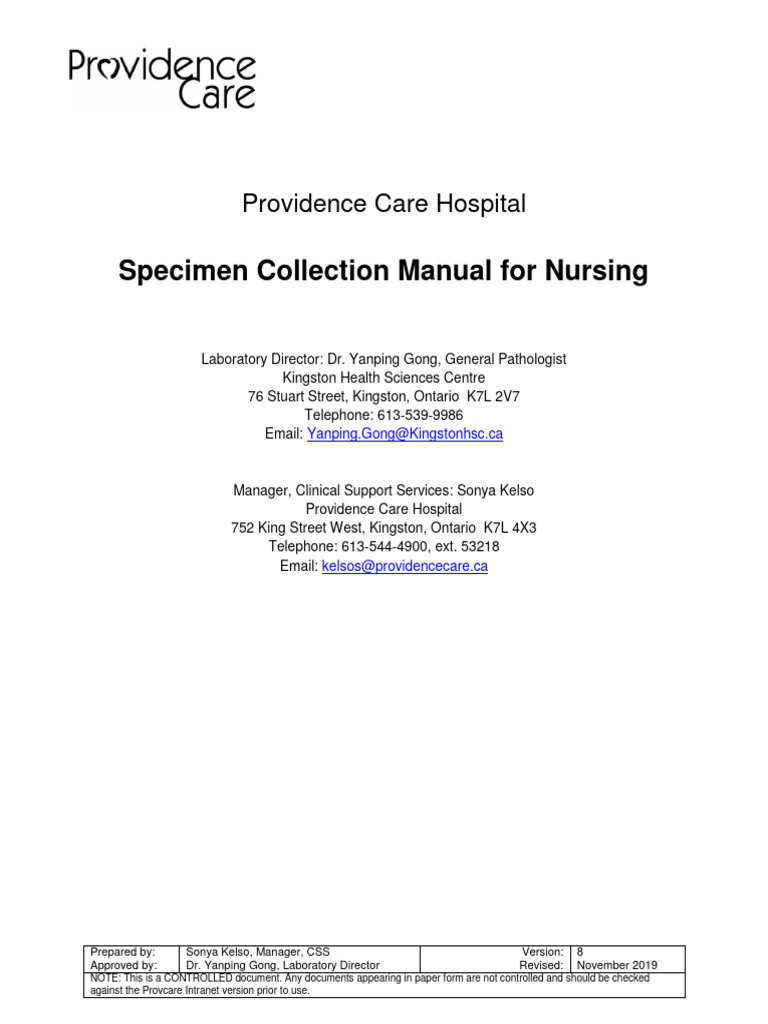 Specimen Collection Manual For Nursing | PDF | Clinical Medicine ...