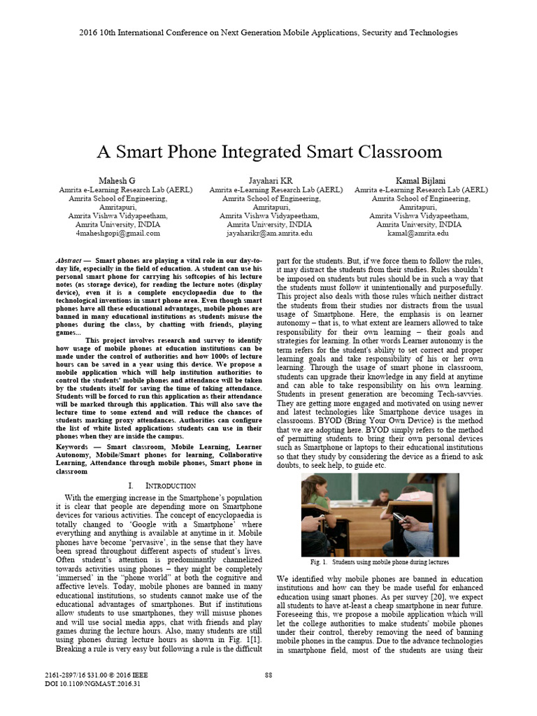 A Smart Phone Integrated Smart Classroom | PDF | Smartphone | Wi Fi
