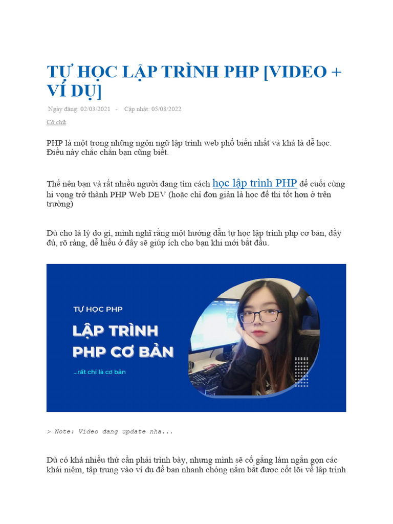 TỰ HỌC LẬP TRÌNH PHP | PDF