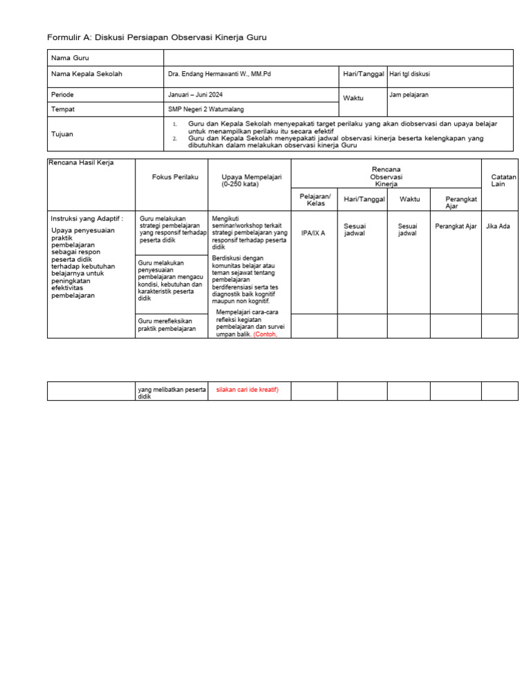 Form A Instruksi Yang Adaptif | PDF