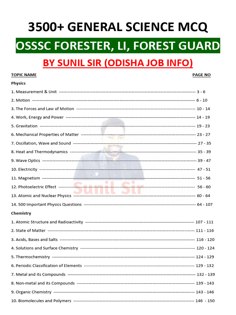3500+ General Science MCQ EBOOK For LI, FORESTER, FOREST | PDF | Force | Potential Energy