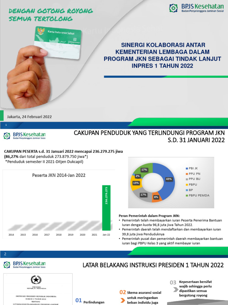 Paparan BPJS Kesehatan - Sosialisasi Inpres BPJS | PDF