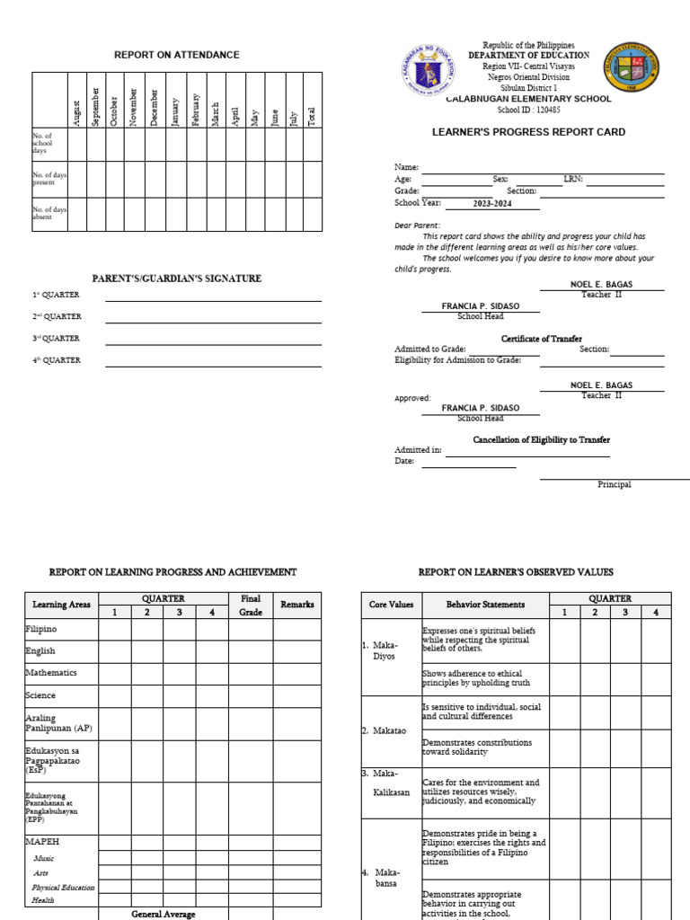 Sf9 (Report Card) Grade 4 | PDF | Learning | Cognition