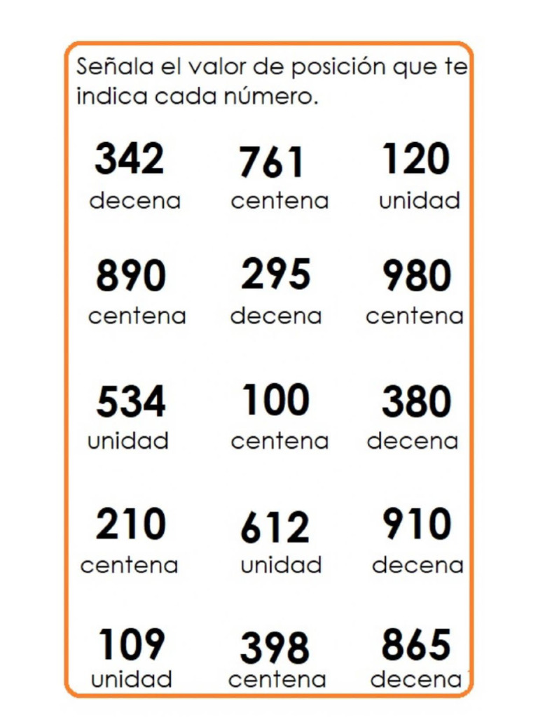 Actividades Valor Posicional | PDF