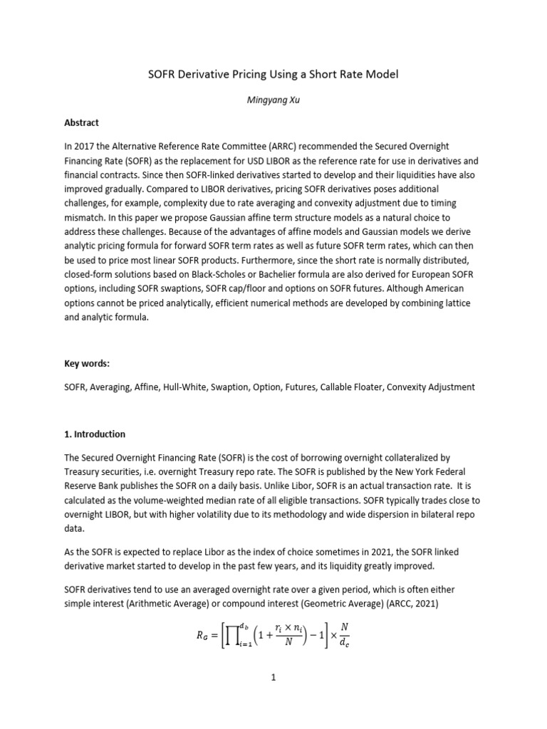 SOFR Derivative Pricing Model | PDF | Futures Contract | Libor