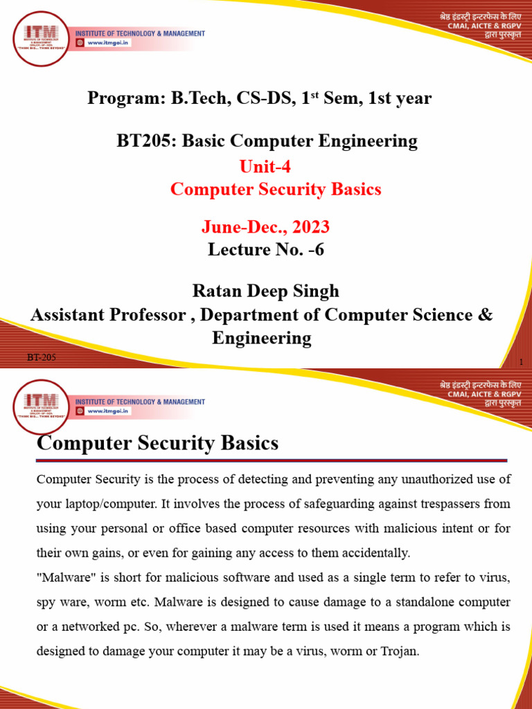 Lect.6 Computer Security Basics | PDF | Computer Virus | Malware