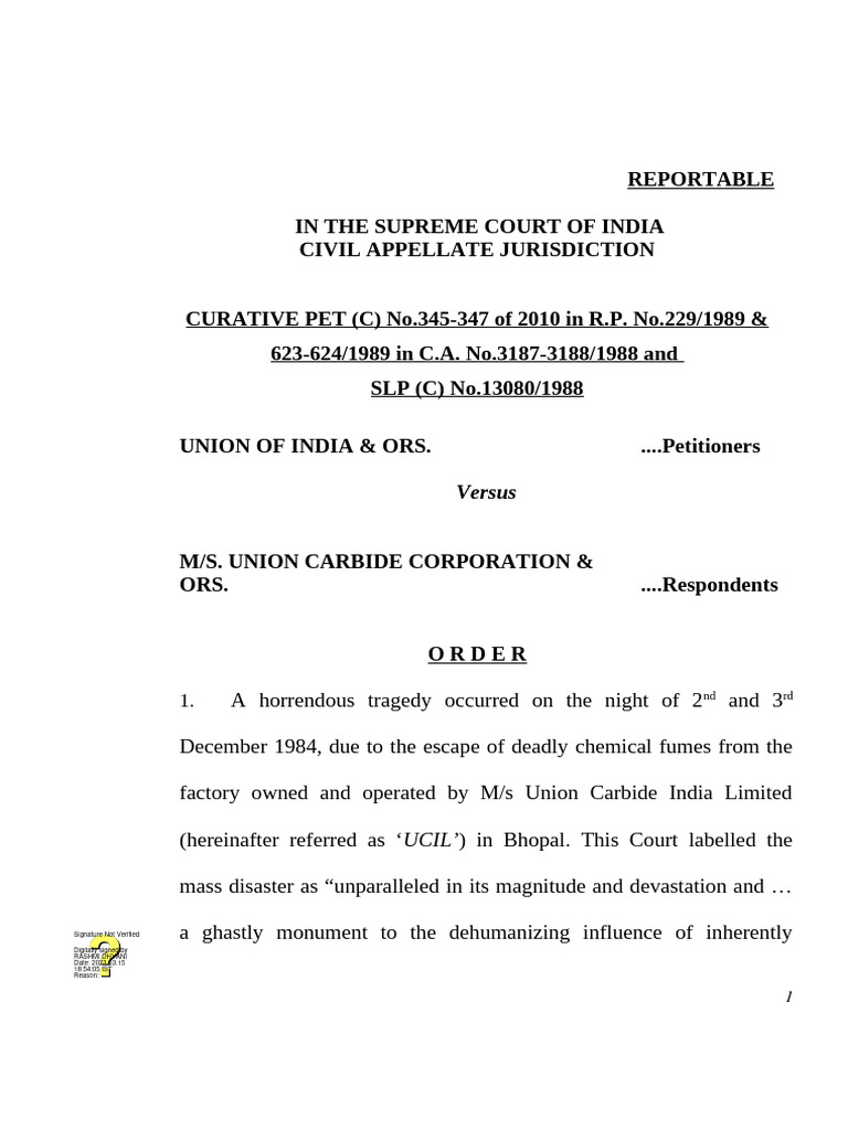 CURATIVE PET (C) No.345-347 of 2010 in R.P. No.229/1989 & 623-624/1989 in C.A. No.3187-3188/1988 ...