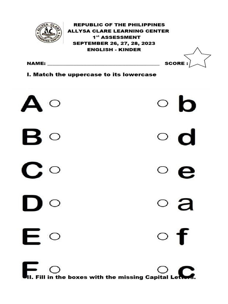 Kinder Exam 2024-2025 | PDF | Linguistics