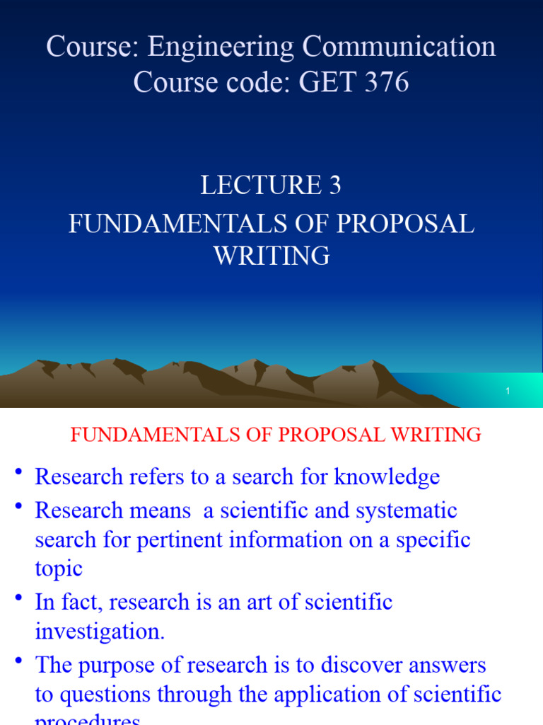 Lect 3 - Fundamental of Proposal Writing | Download Free PDF | Sampling (Statistics) | Statistics
